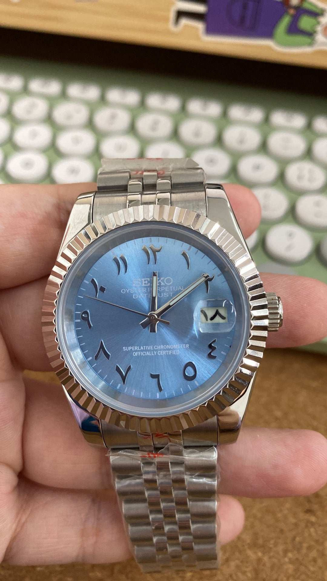 Datejust Arabic Light Blue Mod – European Wrist Mod's